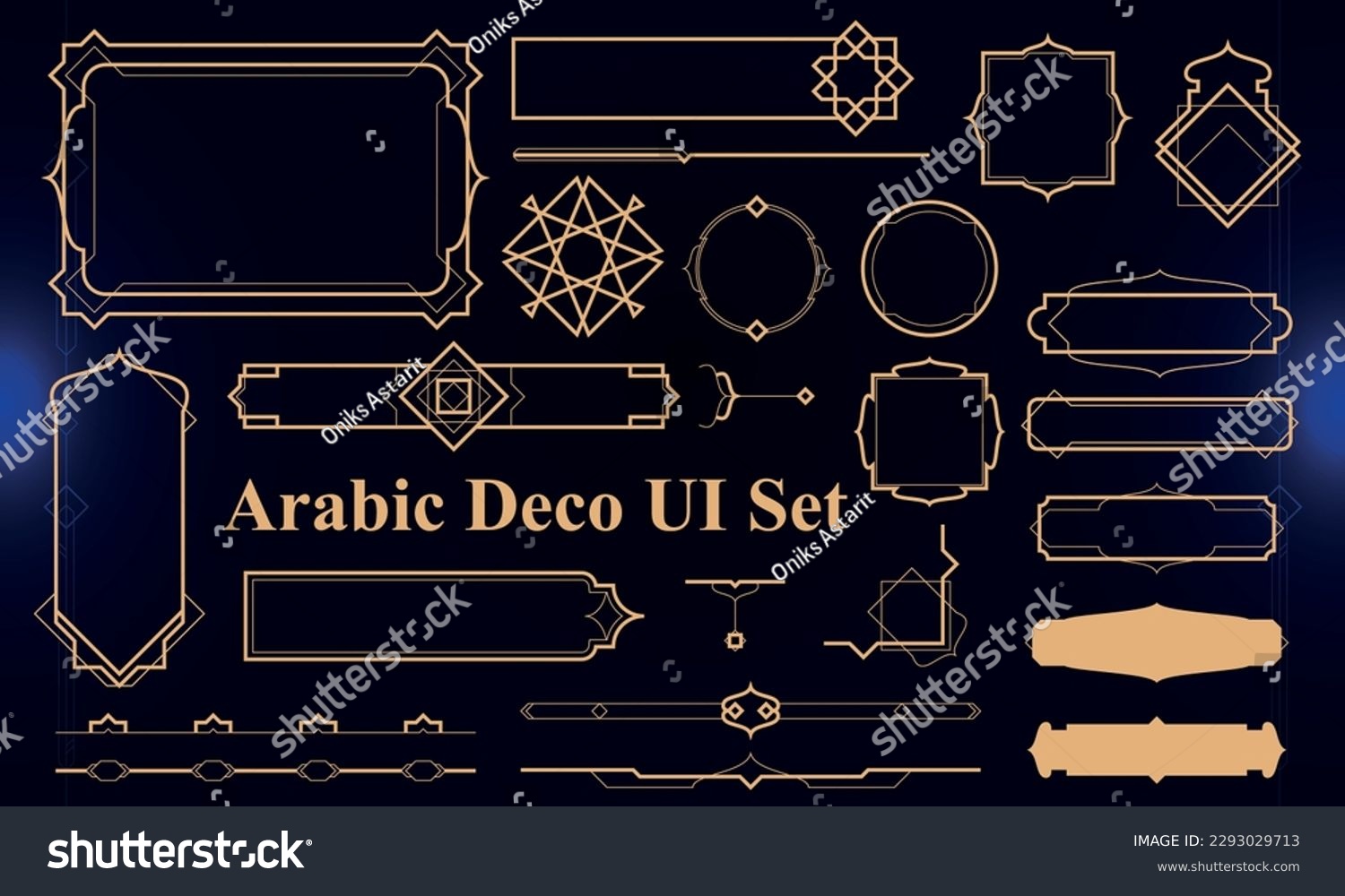 Set of Arabic Deco Modern User Interface Elements. Fantasy magic HUD ...