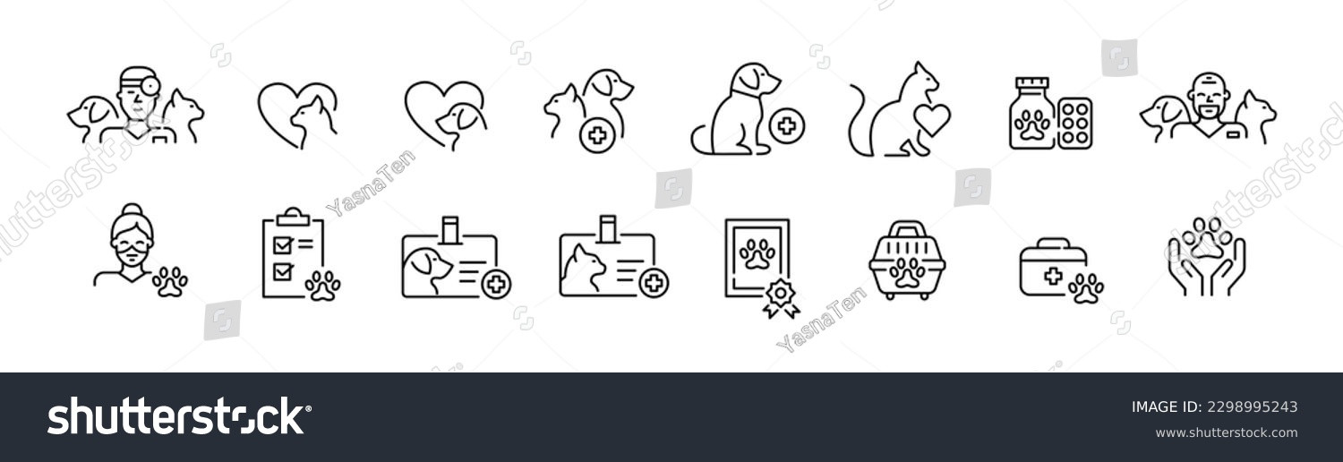 Pet healthcare. Veterinary clinic. Pixel perfect editable stroke icons ...