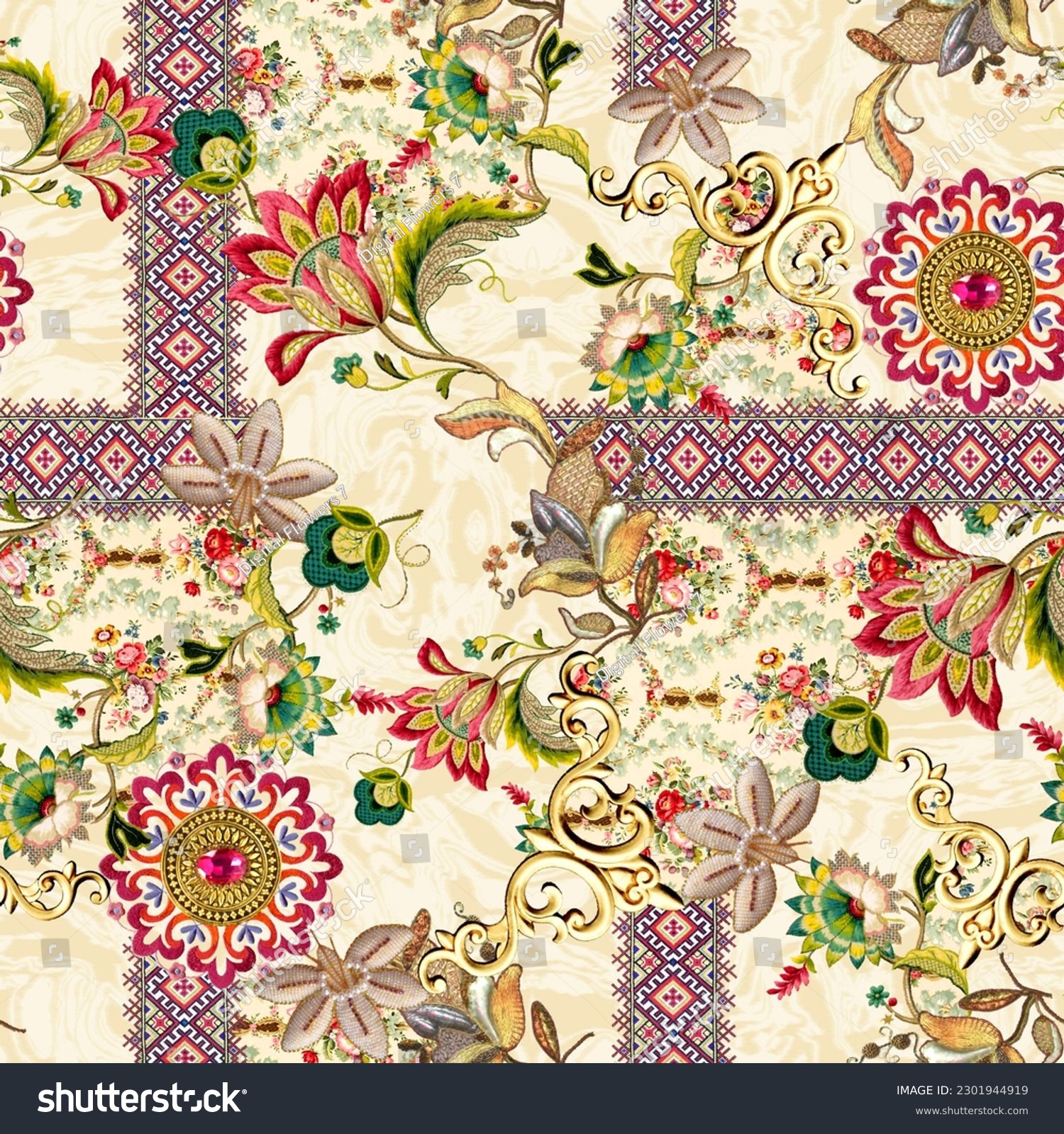 Modern African Leaves Nature Inspired Seamless pattern illustration ...
