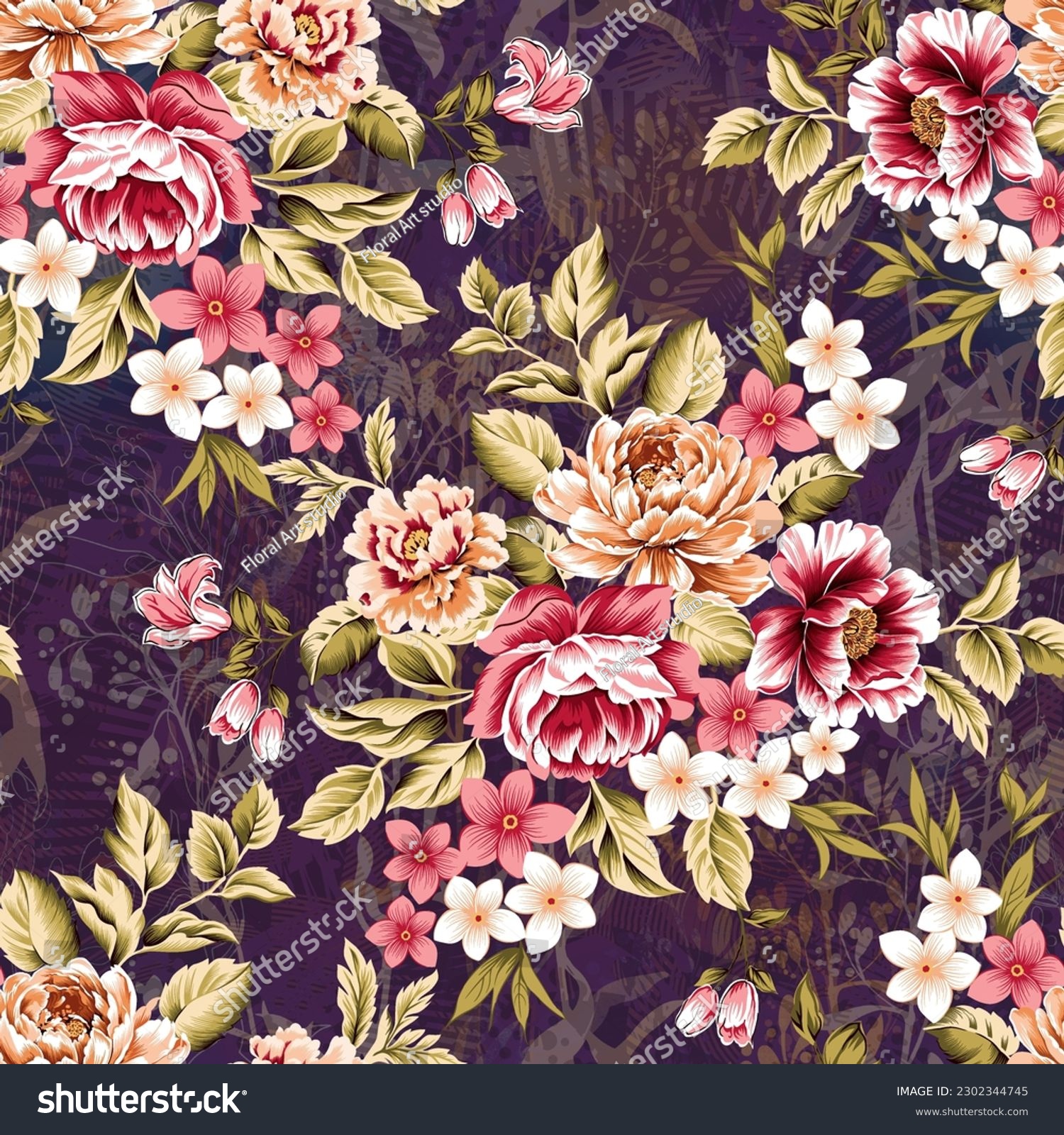 A beautiful Allover design. Design print for fabric textile _站酷海洛_正版图片 ...