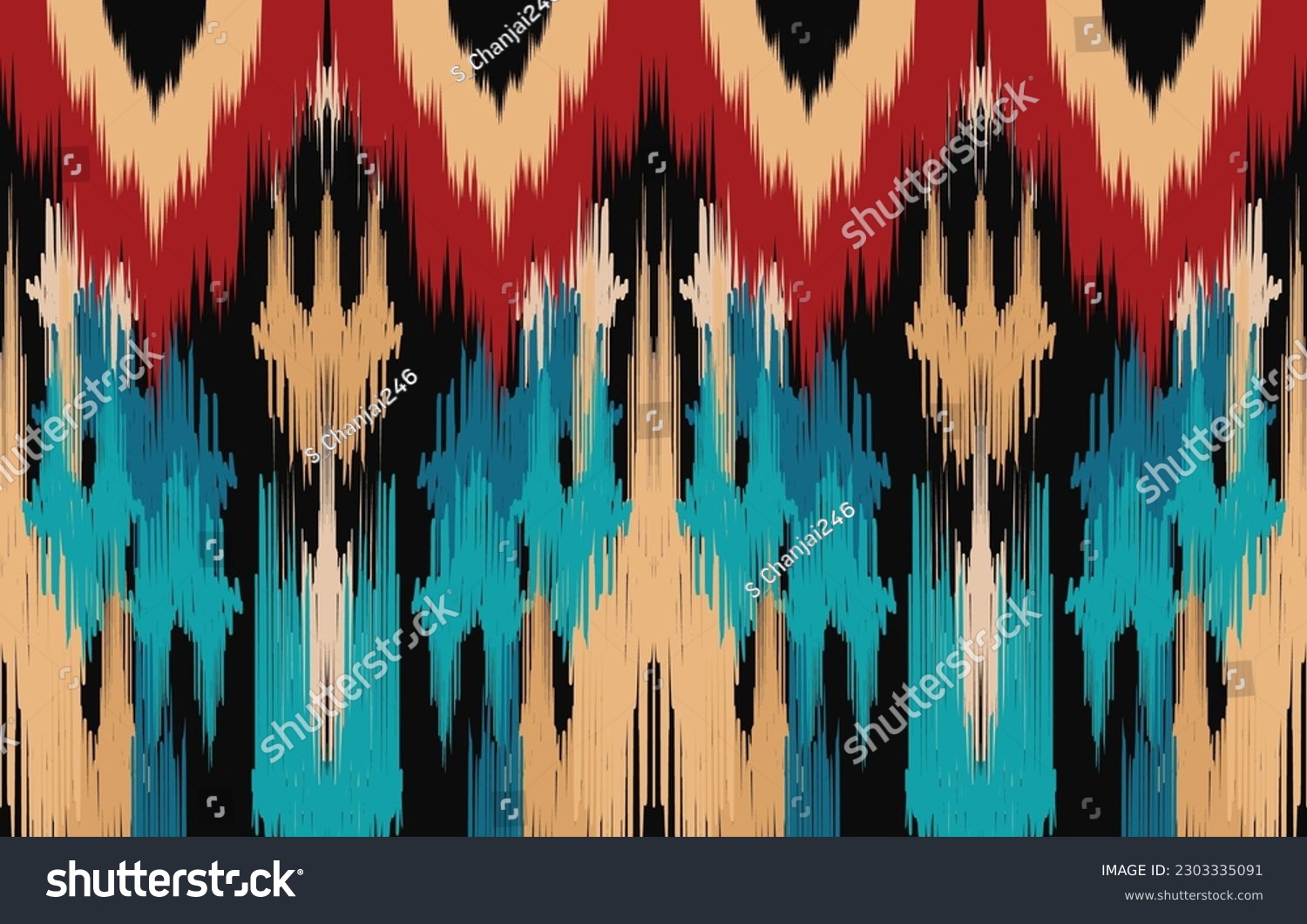 Uzbek ikat pattern silk fabric in Uzbekistan. Background Design for ...