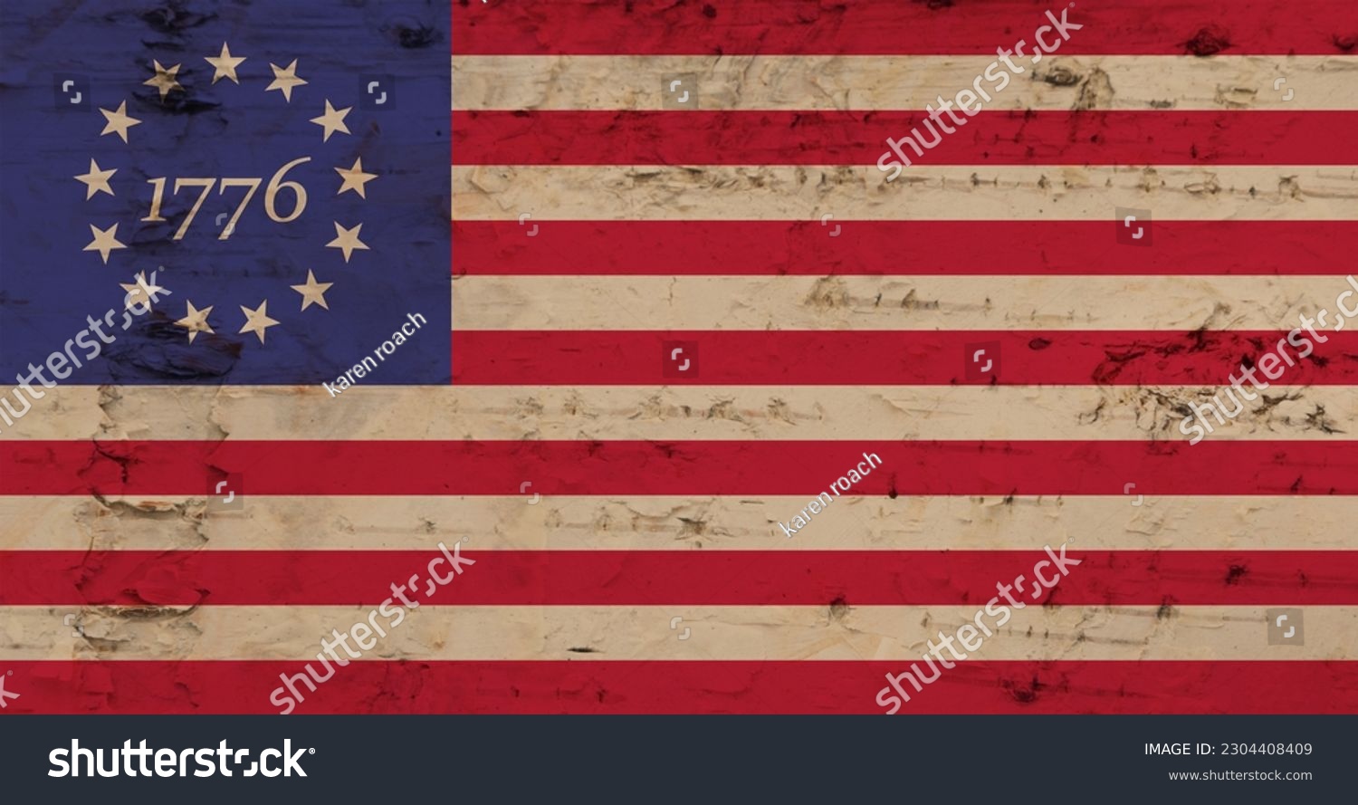 Vintage old 1776 Betsy Ross 13 stars US American weathered flag 3D ...