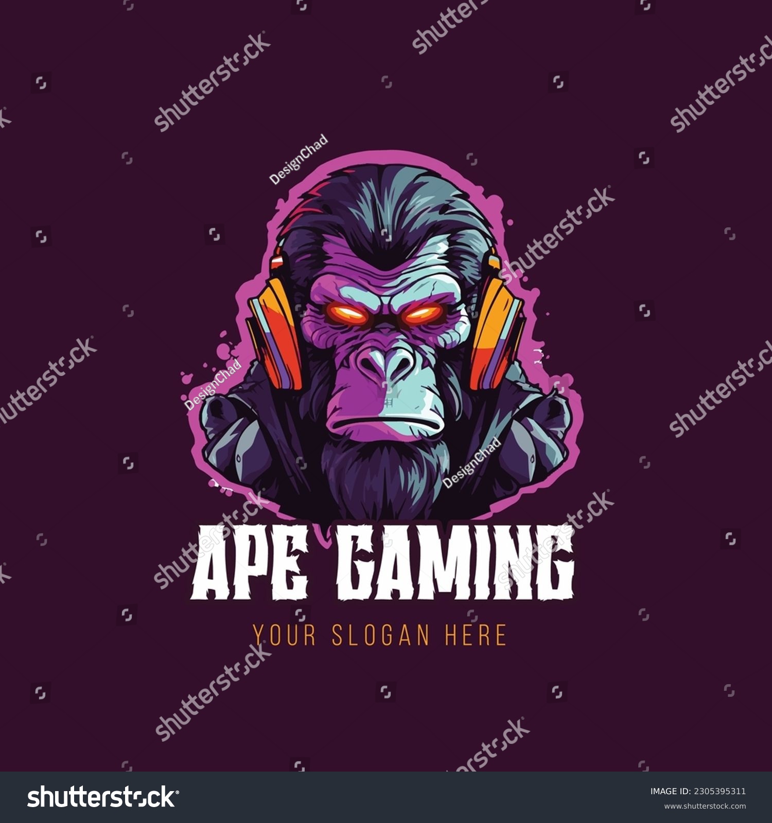 Monkey mascot logo vector. Gorilla monkey logo. Ape and Chimpanzee vector logo design. Animal ...