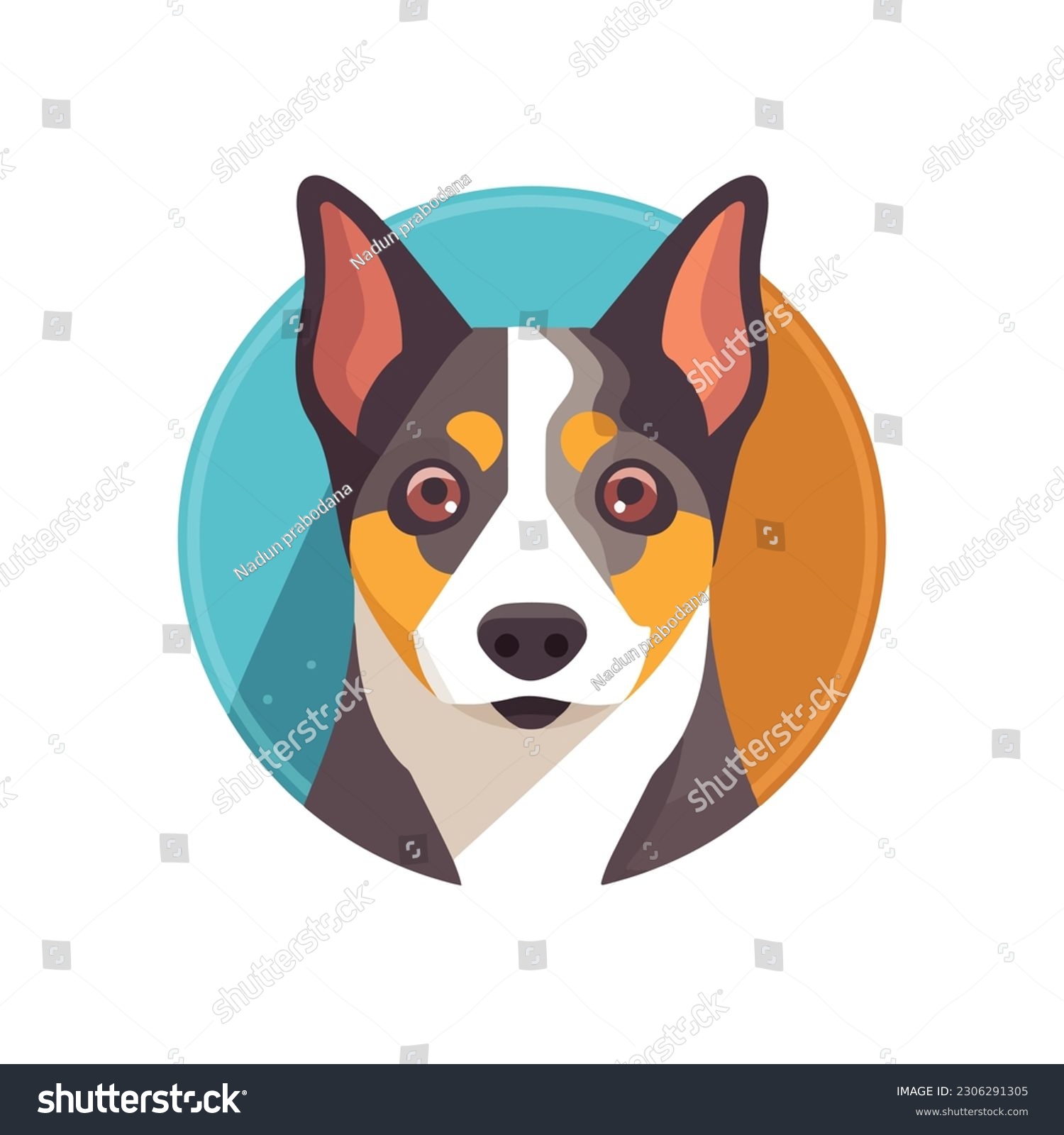 A cartoon dog's face icon.white background. isolated icon logo for dog ...