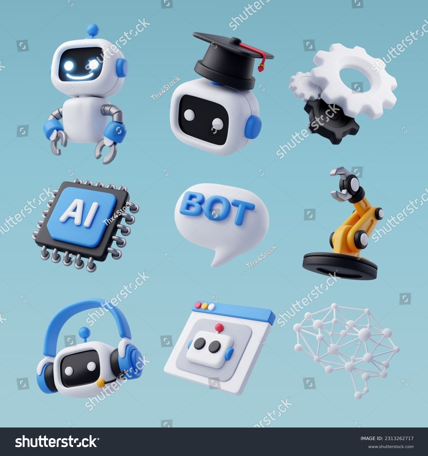 3d Vector icon of AI in science and business Technology and engineering ...