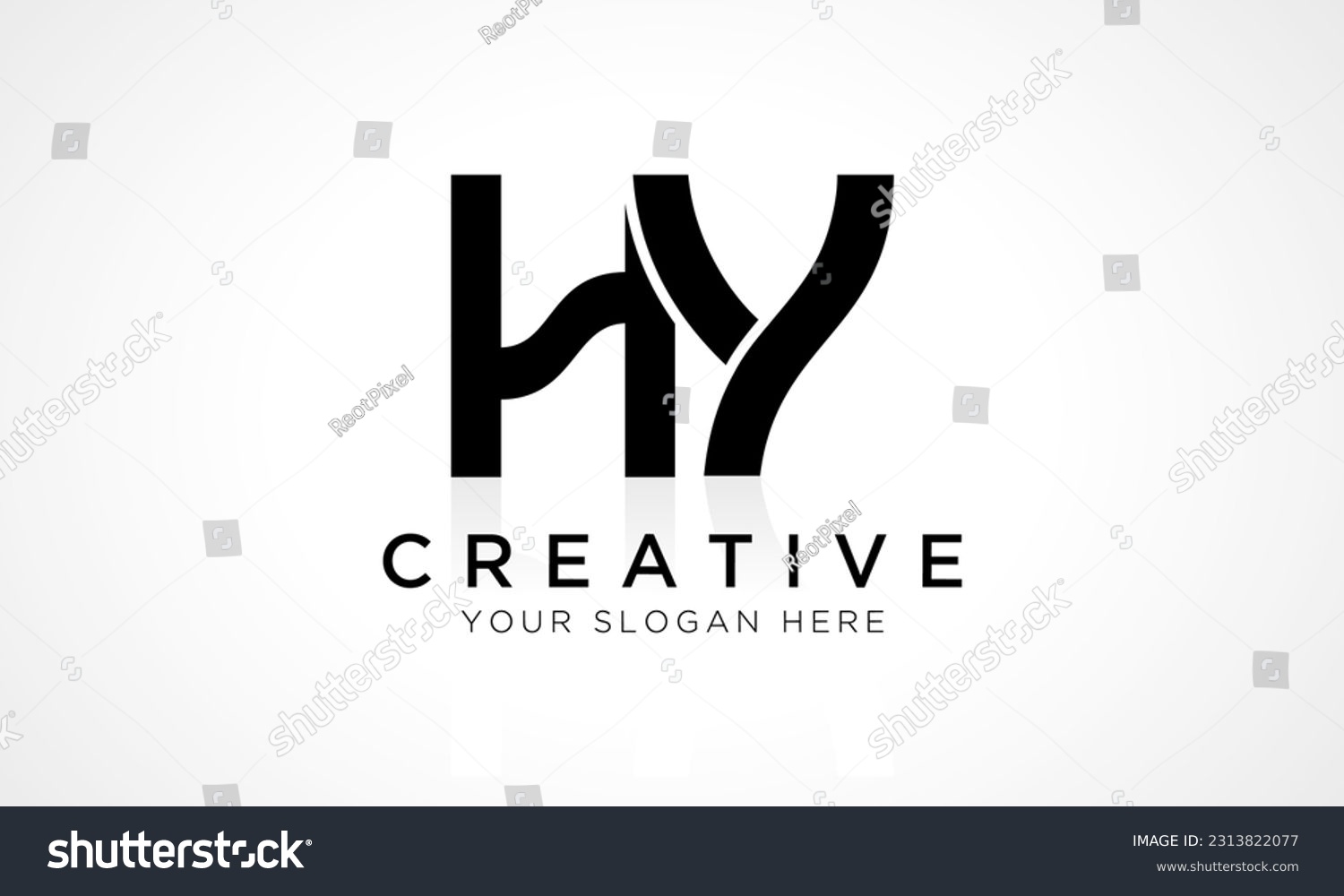 HY Letter Logo Design Vector Template. Alphabet Initial Letter HY Logo Design With Glossy ...