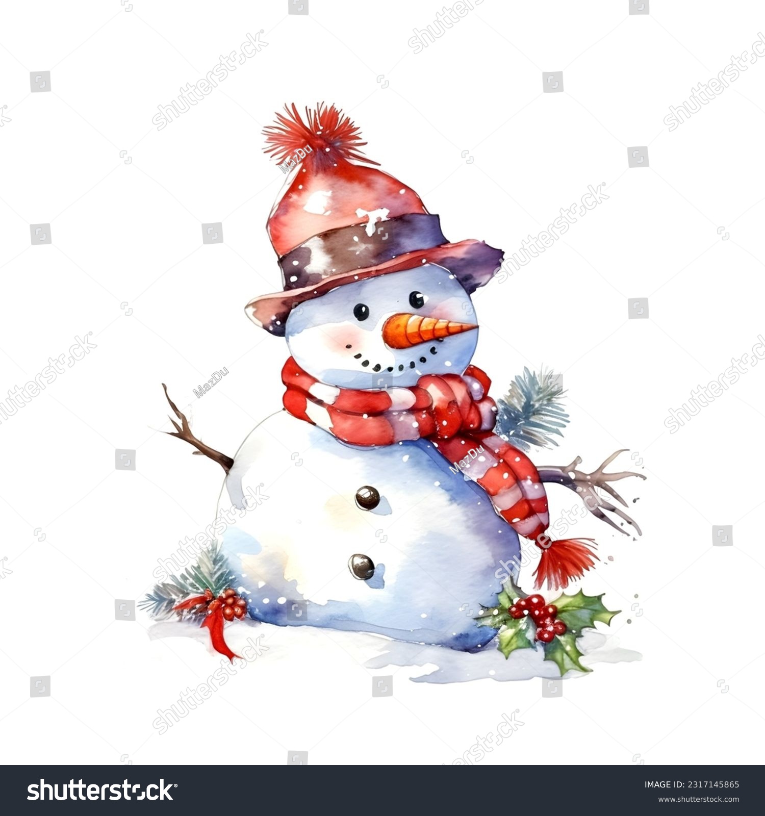 Watercolor Christmas Snowman Clipart Collection for Charming Holiday ...