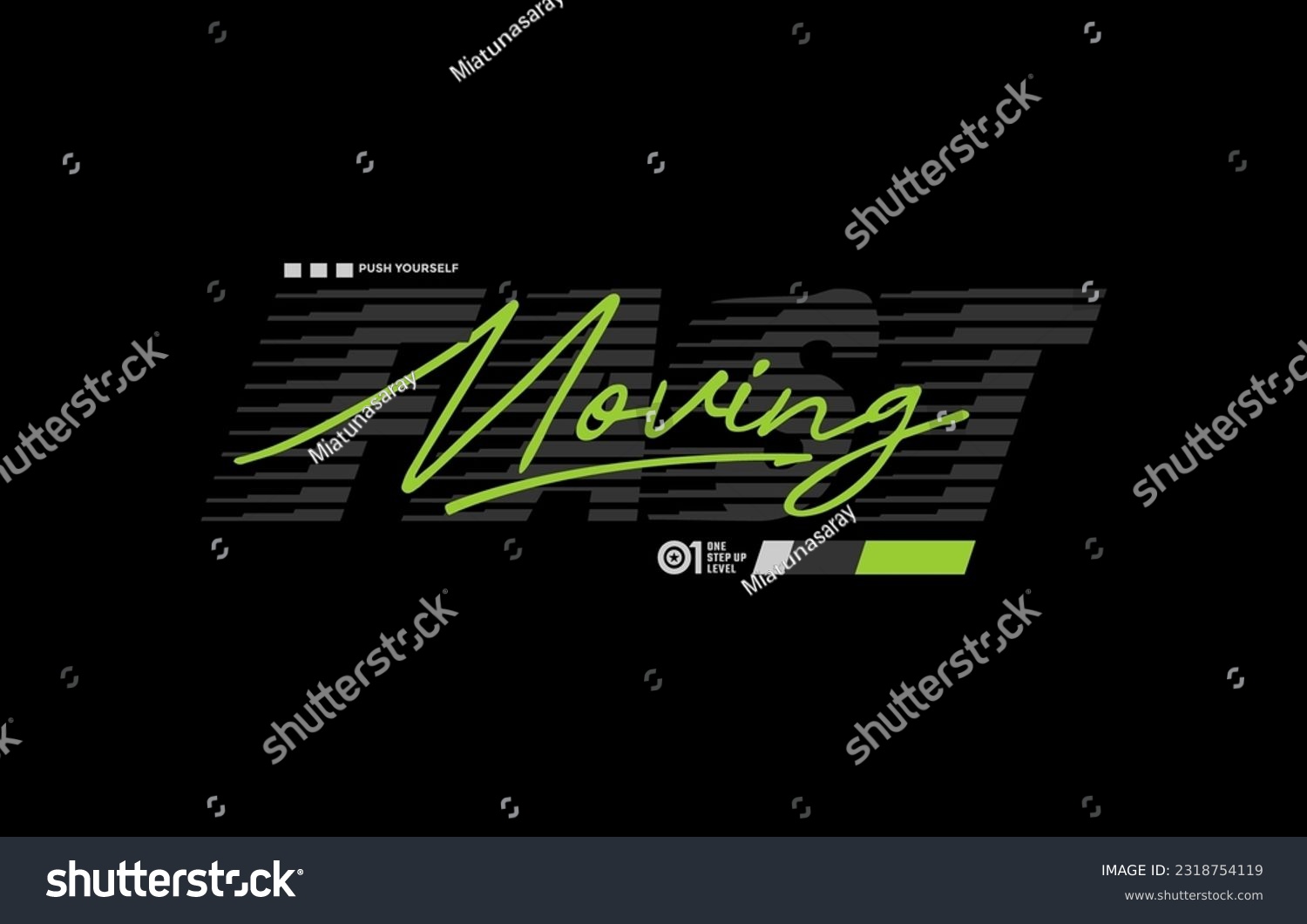 Moving fast modern and stylish typography slogan. Colorful abstract ...