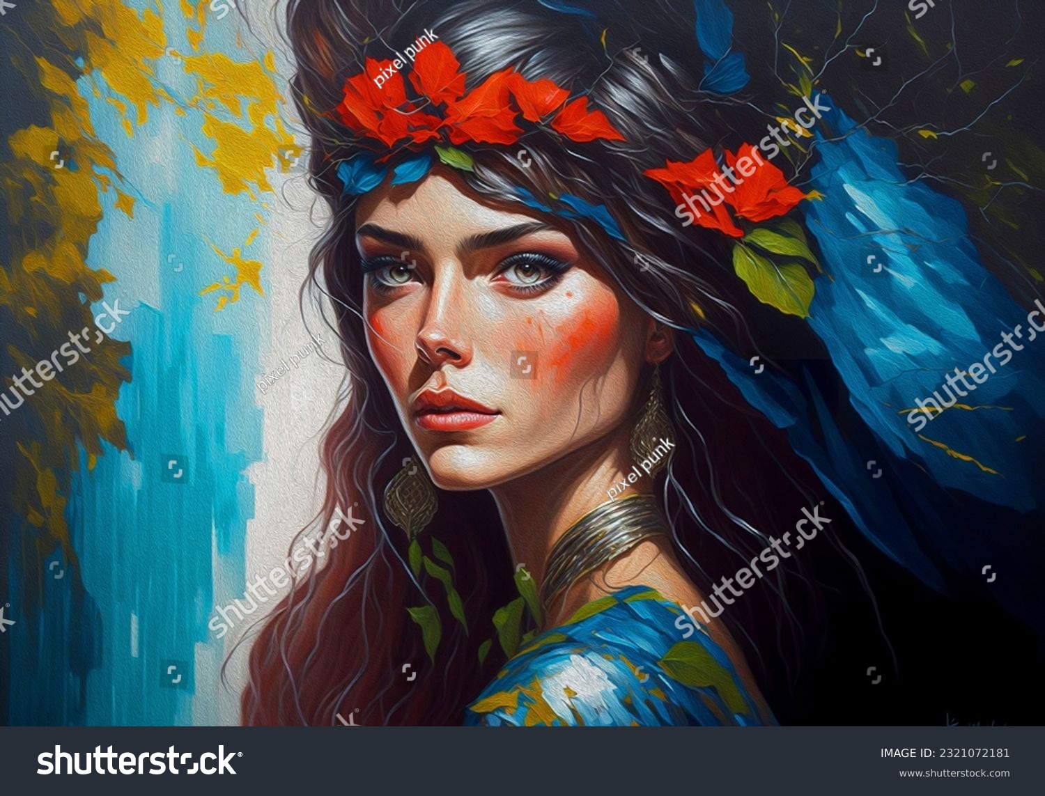 Acrylic and oil painting on canvas fantasy woman portrait_站酷海洛_正版图片_视频_字体_音乐素材交易平台_站酷旗下品牌