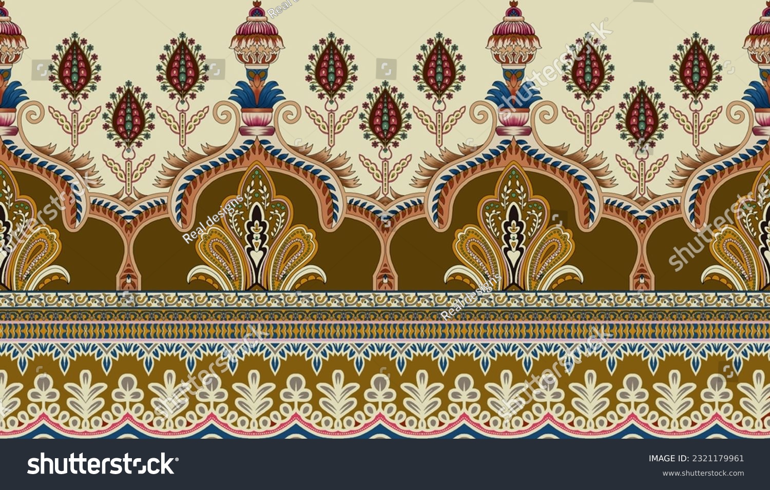 beautiful ethnic border and textile digital motifs Details border ...