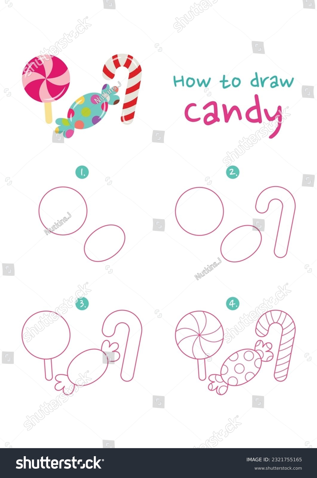 How to draw candy vector illustration. Draw candy cane lollipop and ...