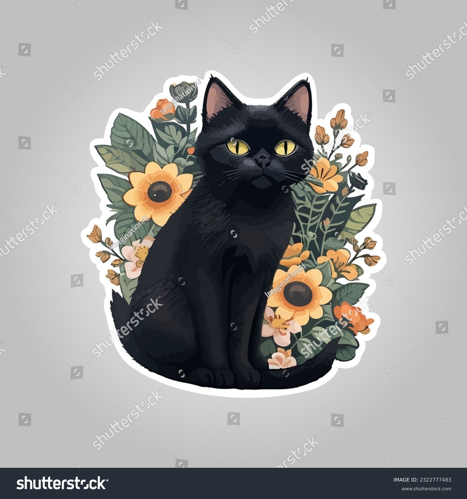 Spread cheer and love with this cute black cat cartoon sticker. Ideal ...