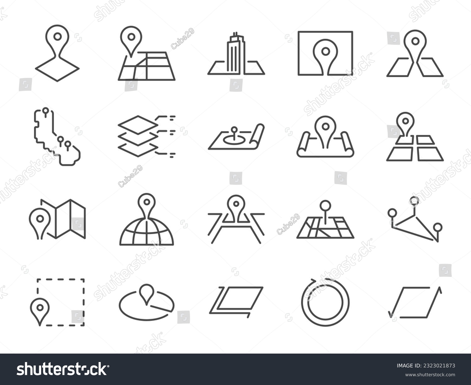 Area icon set. It included map zone space location and more icons ...
