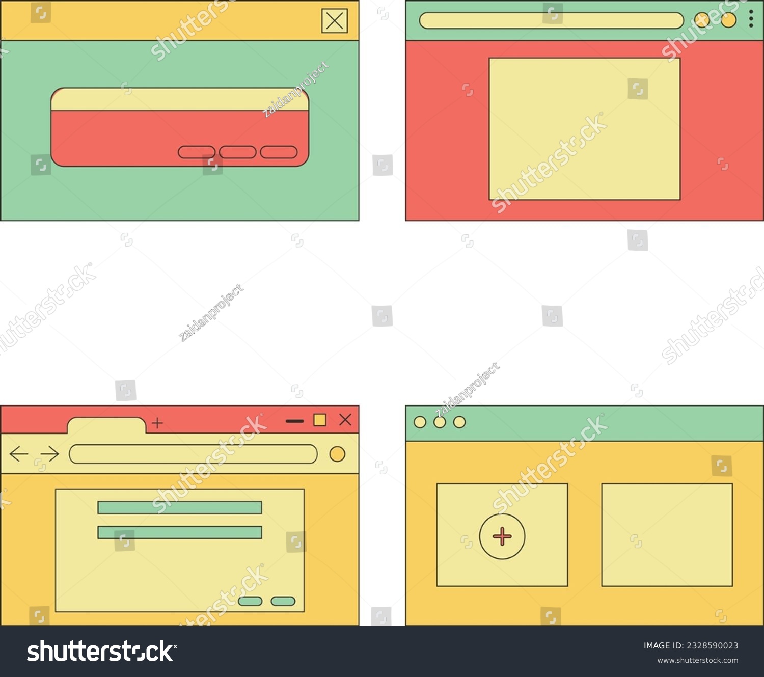 Retro Ui Shape. Social media stories and posts with old computer ...