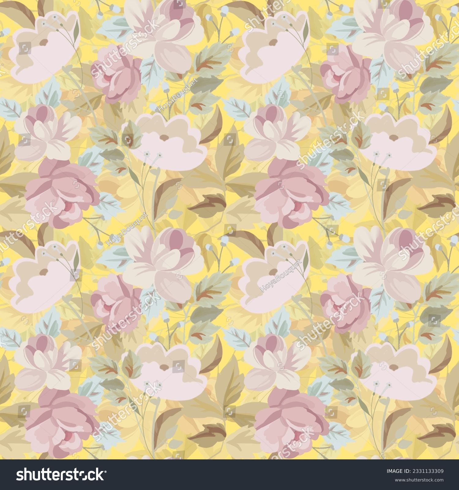 Midsummer and spring blooming meadow seamless pattern plant background ...
