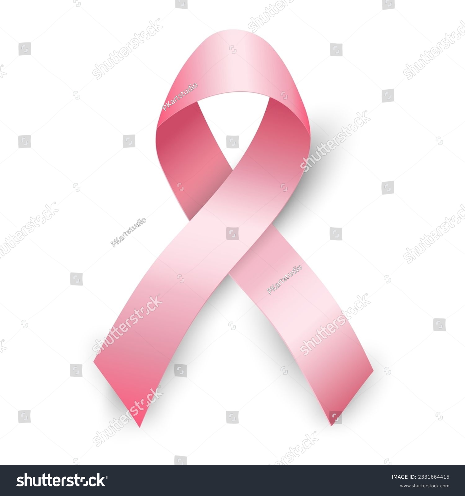 Realistic pink ribbon shiny satin with shadow. Symbol of national ...