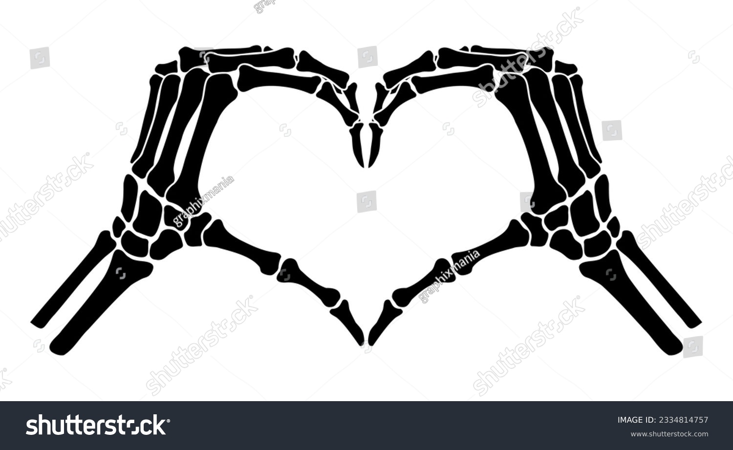 Skeleton bone hand heart shape sign illustrations_站酷海洛_正版图片_视频_字体_音乐素材 ...