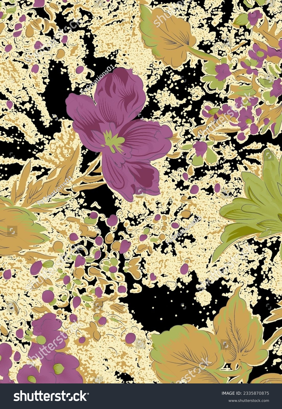 abstract allover hand drawing style water color effect design pattern ...