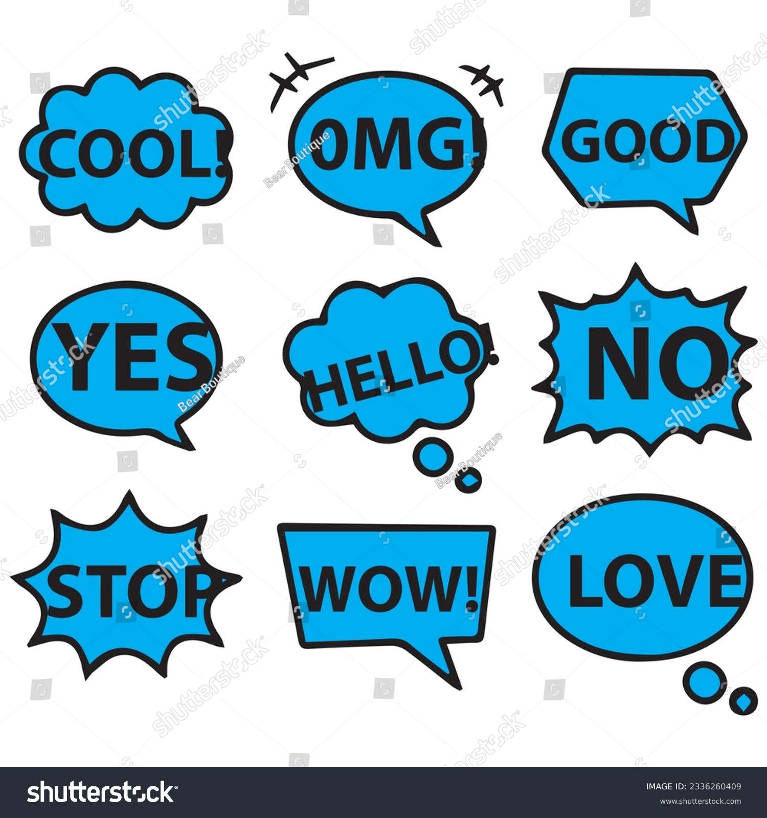 Collection of colorful speech bubbles and dialog balloons with ...