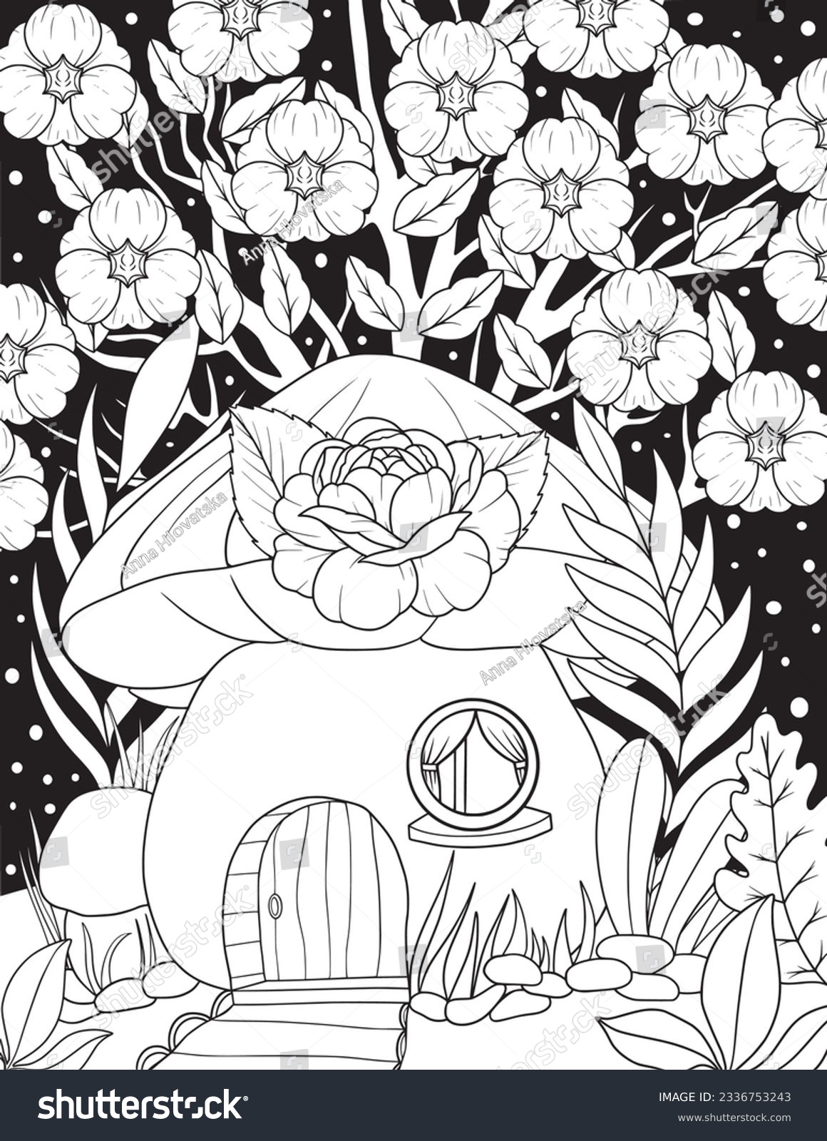 Magical Garden Coloring Page. Floral Background Coloring Page. Flowers ...