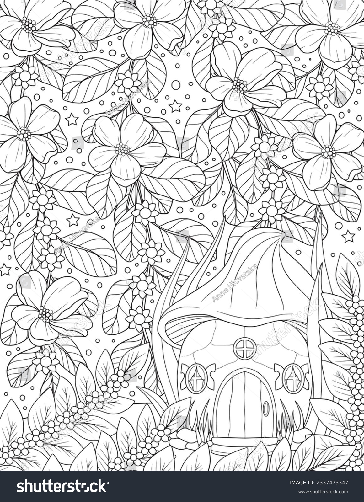Magical Garden Coloring Page. Floral Background Coloring Page. Flowers ...