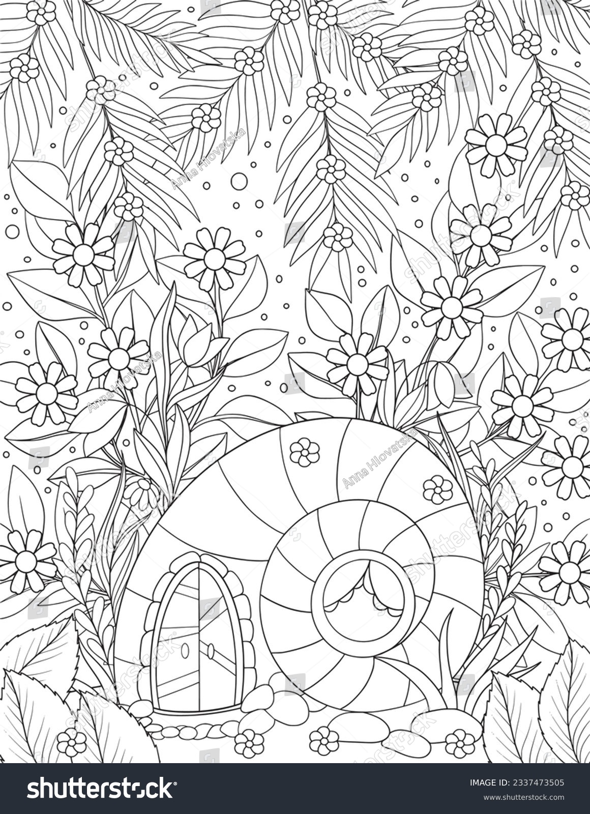 Magical Garden Coloring Page. Floral Background Coloring Page. Flowers ...