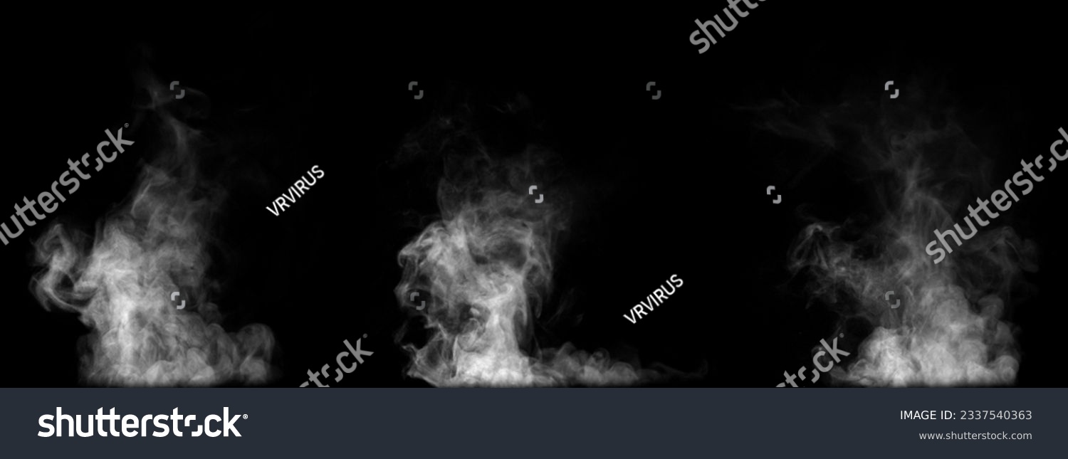 Close-up of steam or abstract white smog rising above. water droplets ...