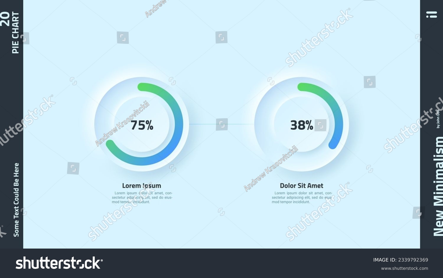 Two round pie charts with percentage indication. Concept of comparison ...