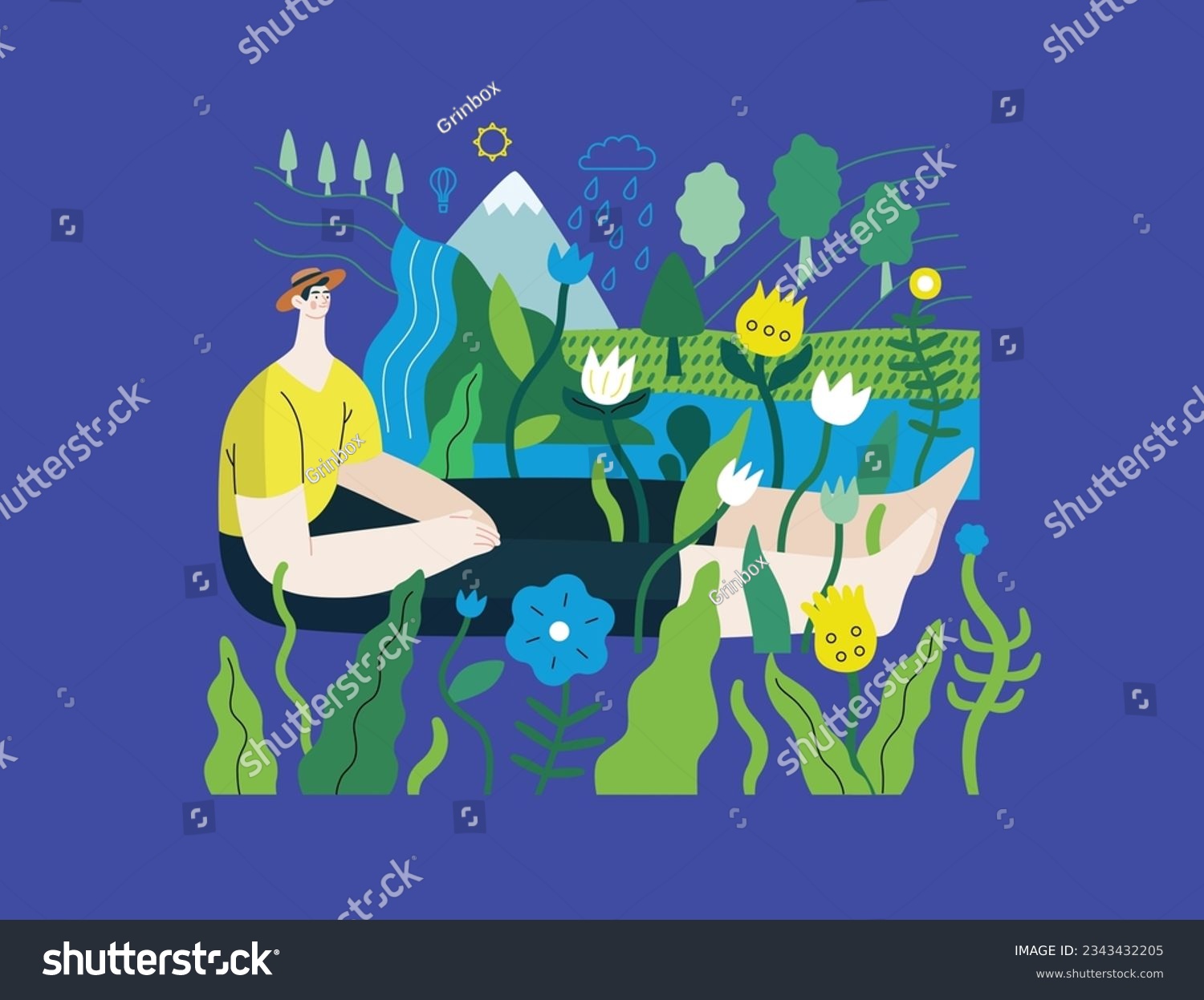 Greenery ecology -modern flat vector concept illustration of a man ...