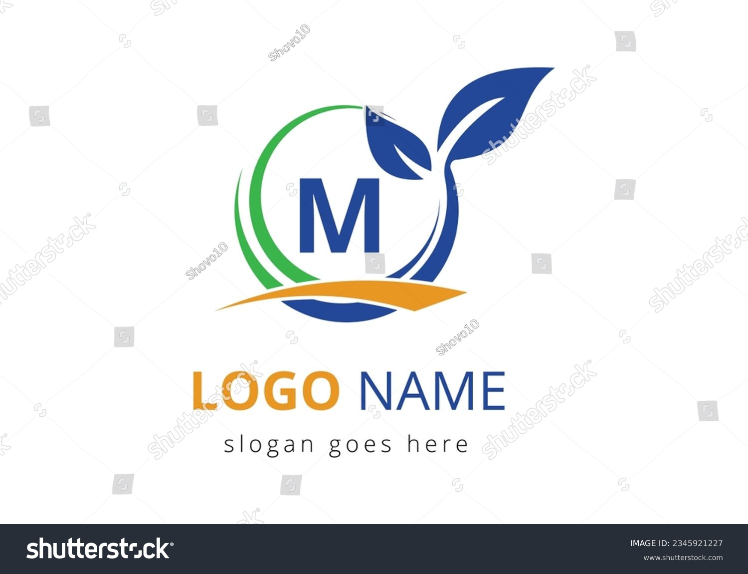 Letter M Agriculture Logo. Agro Farm Logo Based on Alphabet for Bakery ...