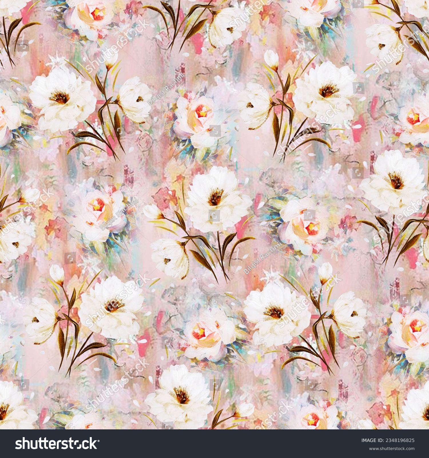 Flowers theme hand painted flowers art background the fashion of modern ...