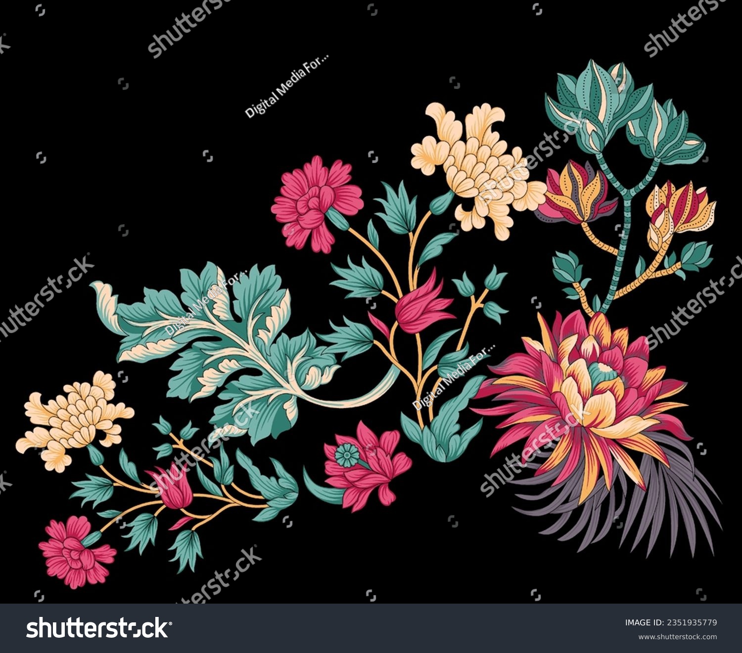 Digital flower motif design nice and beautiful colors total draw ...