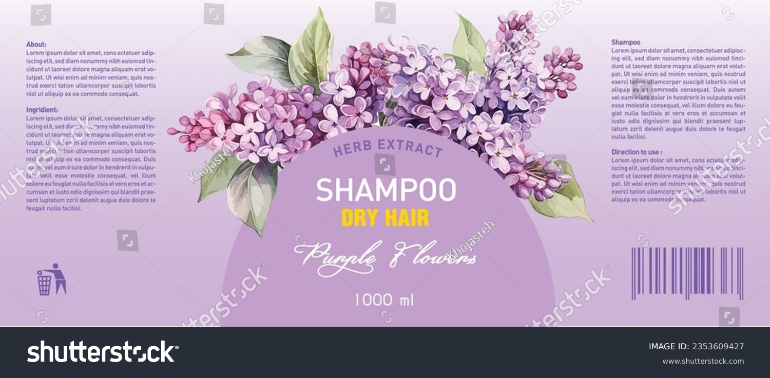 Lavender Shampoo Label Design Vector Shampoo Vector label design EPS ...
