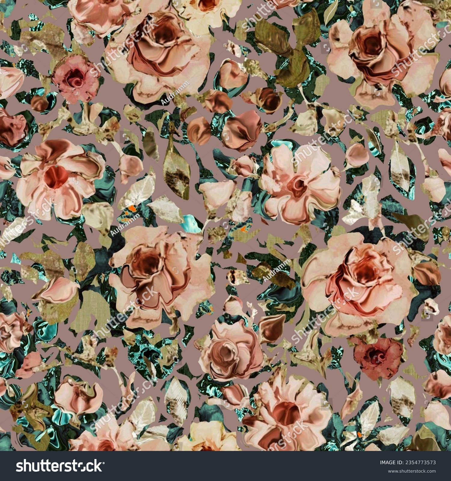 Rose flower seamless pattern. Trendy blooming rose repeating background ...
