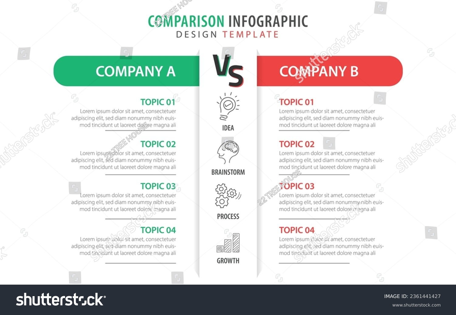 Comparison Infographic Design Template Comparison between companies and ...