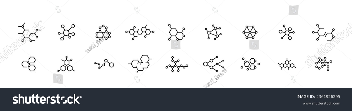 The structure of the substance. Molecule icons set. Set of scientific ...