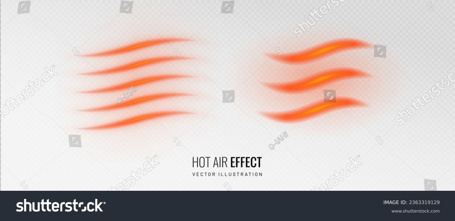 Hot air flow effect icon on transparent background. Warm air element ...