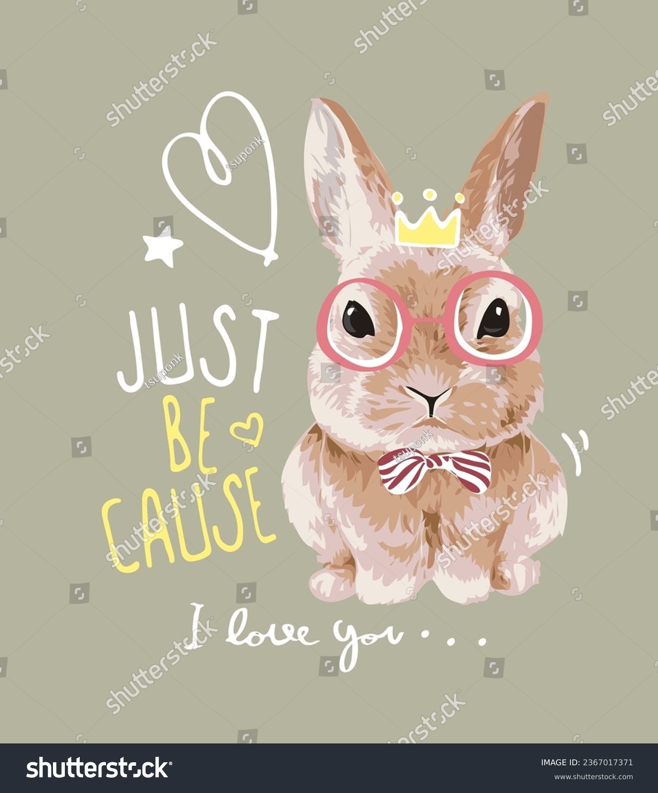 i love you calligraphy slogan with little bunny in glasses vector ...