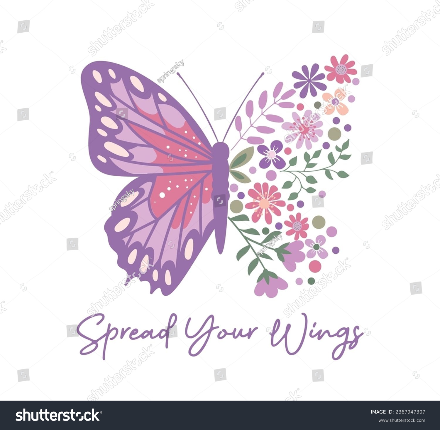 Butterfly with floral wings vector design_站酷海洛_正版图片_视频_字体_音乐素材交易平台_站酷旗下品牌