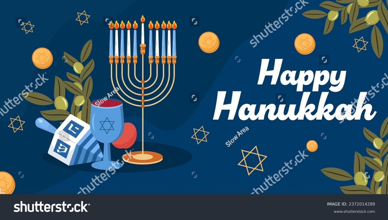 vector happy hanukkah horizontal banner illustration in flat style_站酷海洛 ...
