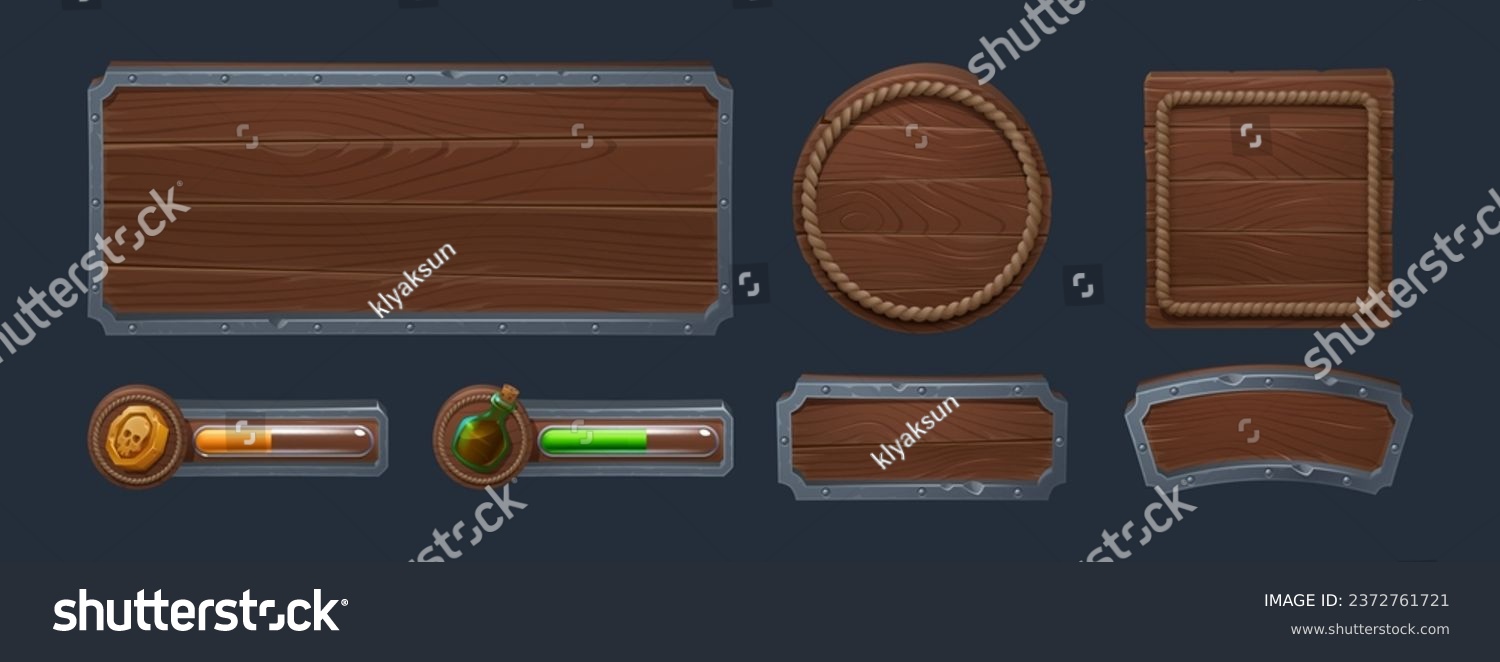 Wooden frames and boards with copy space score bars for game user ...