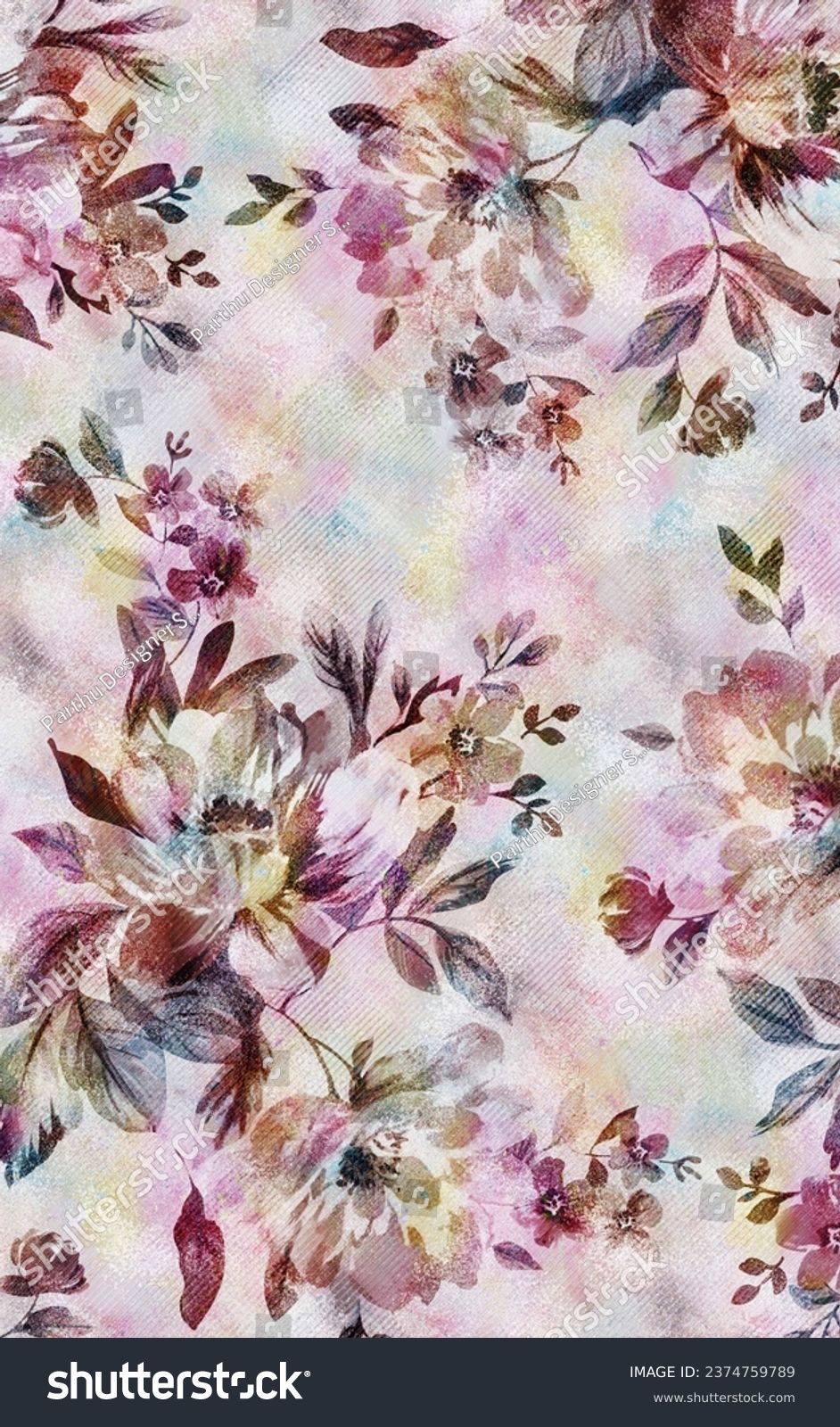 Abstract Allover Hand Drawing Still Water Color Perfect Design Pattern ...