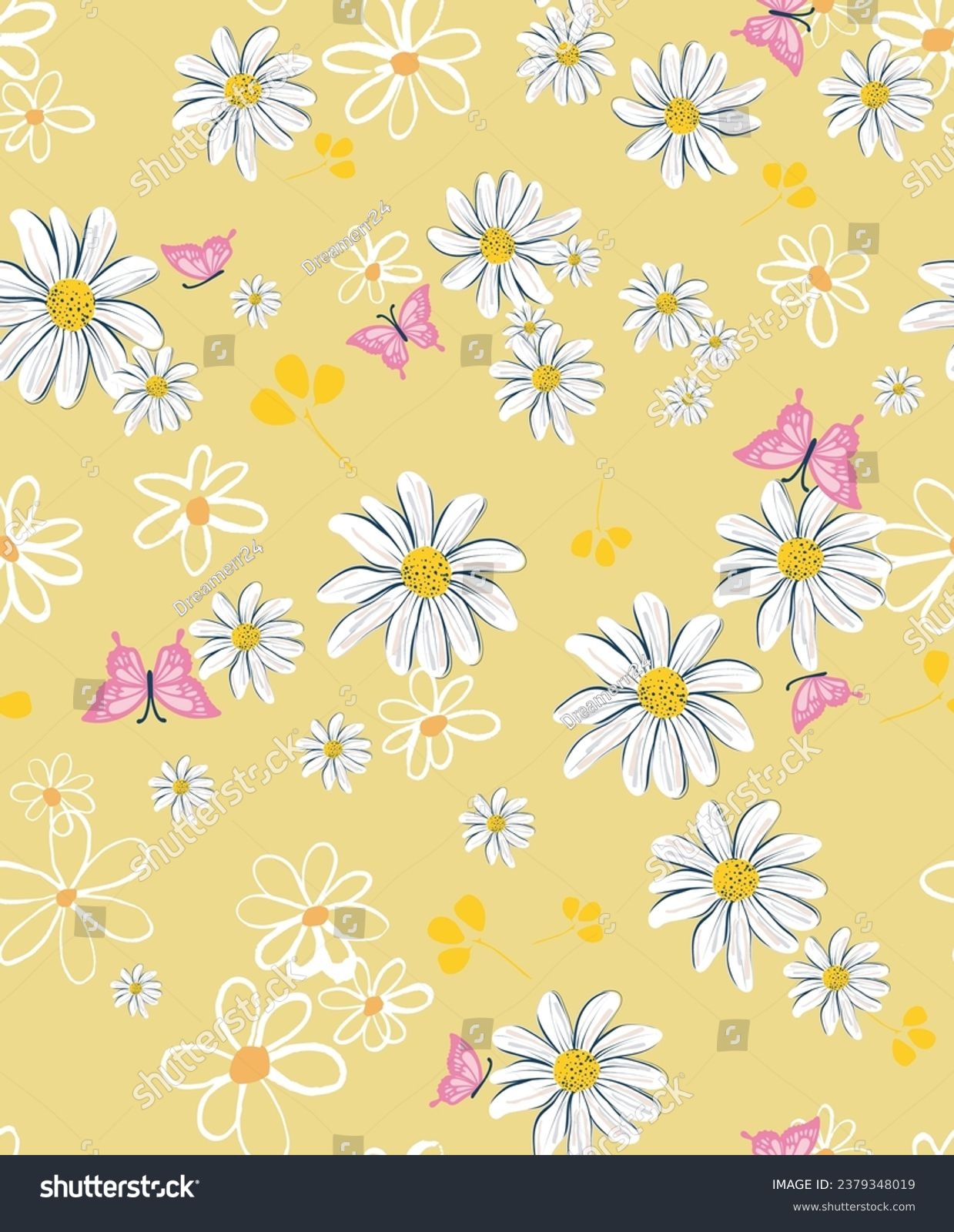 seamless daisy floral pattern floral aop textile print _站酷海洛_正版图片_视频_字体 ...