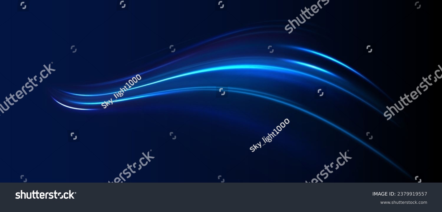 Semicircular wave light vortex wake. Bright circle. Set of abstract ...