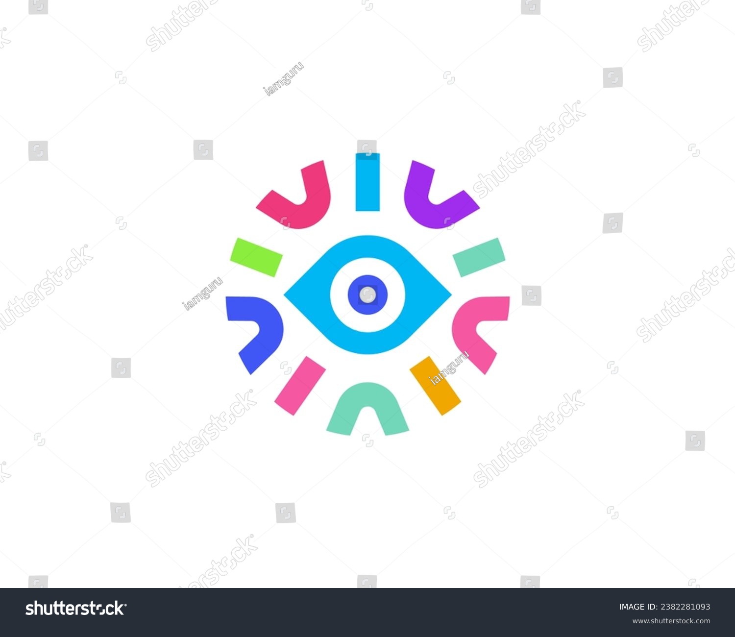 Eye logo design. Optics logotype in a frame from colored shapes ...