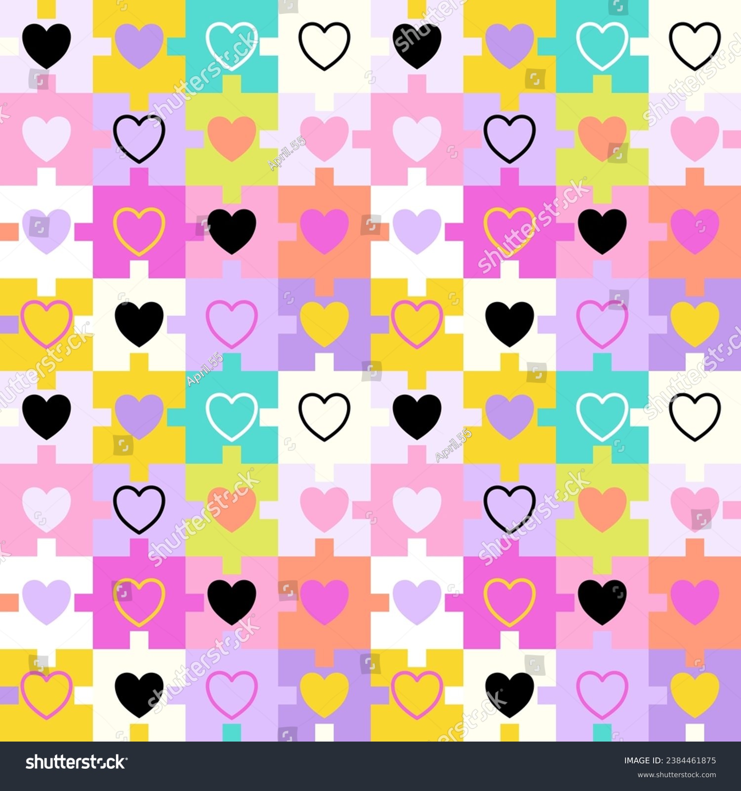 Seamless pattern with hand drawn jigsaw. Background for textile ...