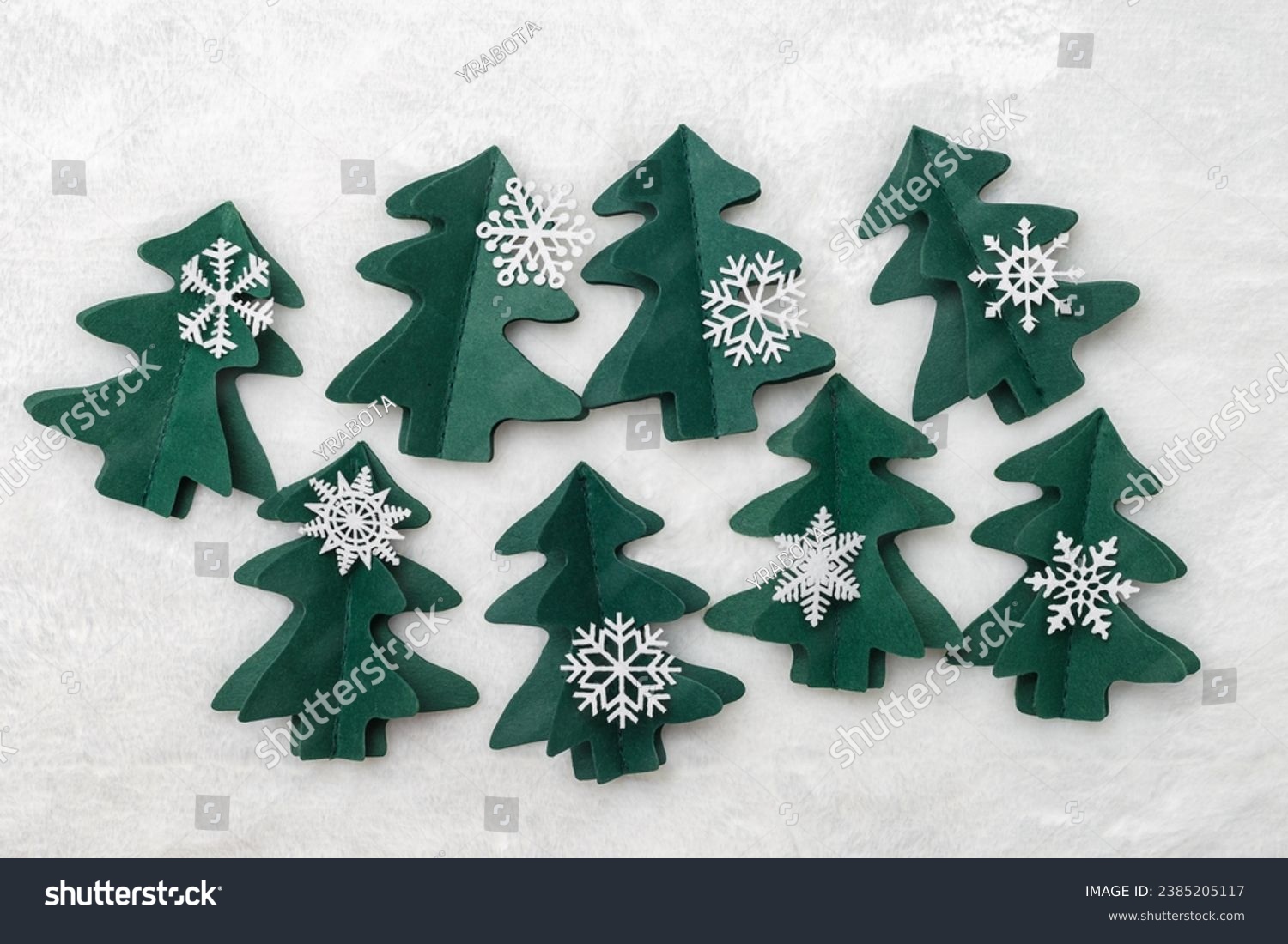 Christmas tree paper cutting winter holiday background. Handmade ...