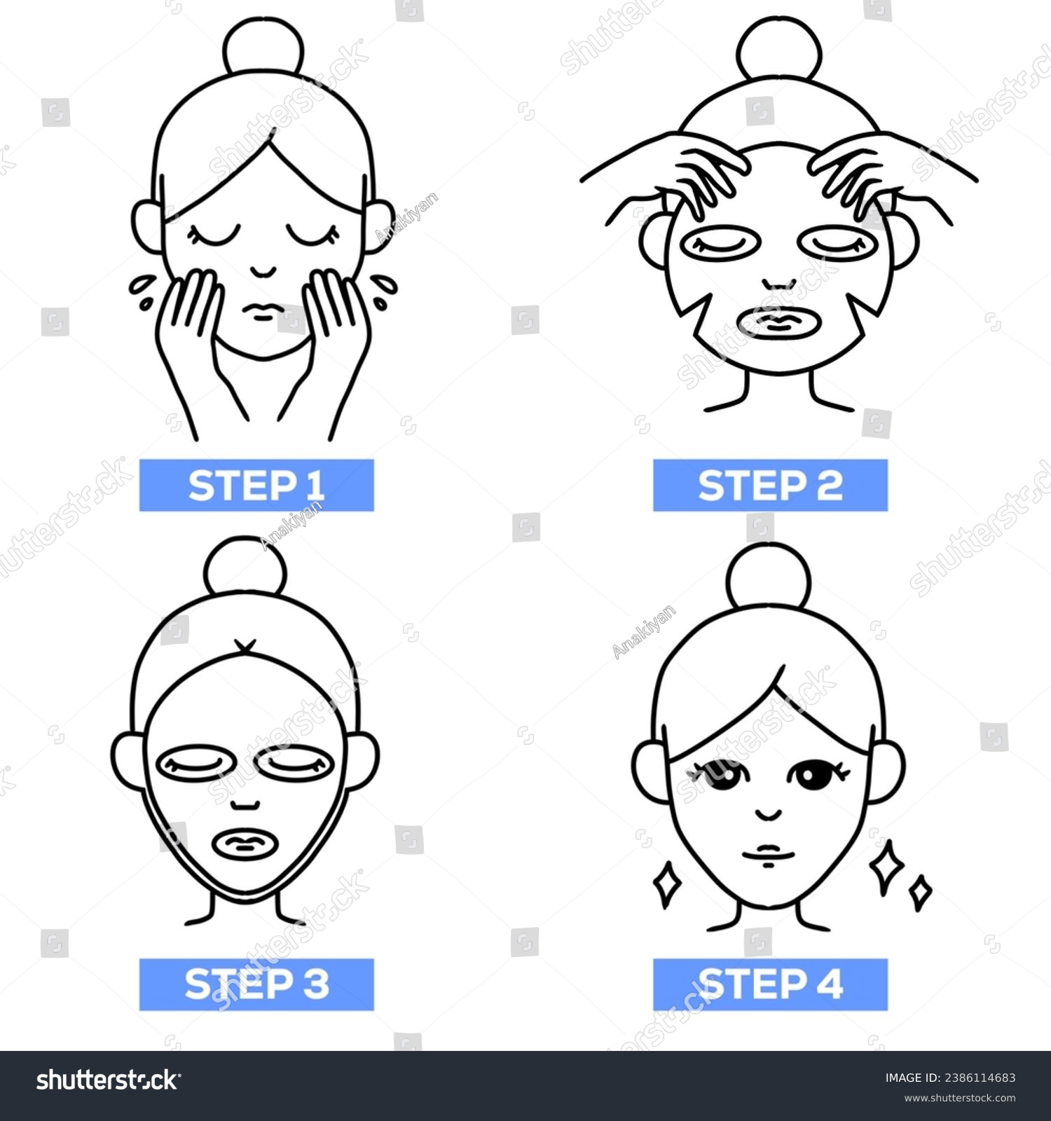 Steps how to apply face mask Sheet mask illustration skincare routine ...