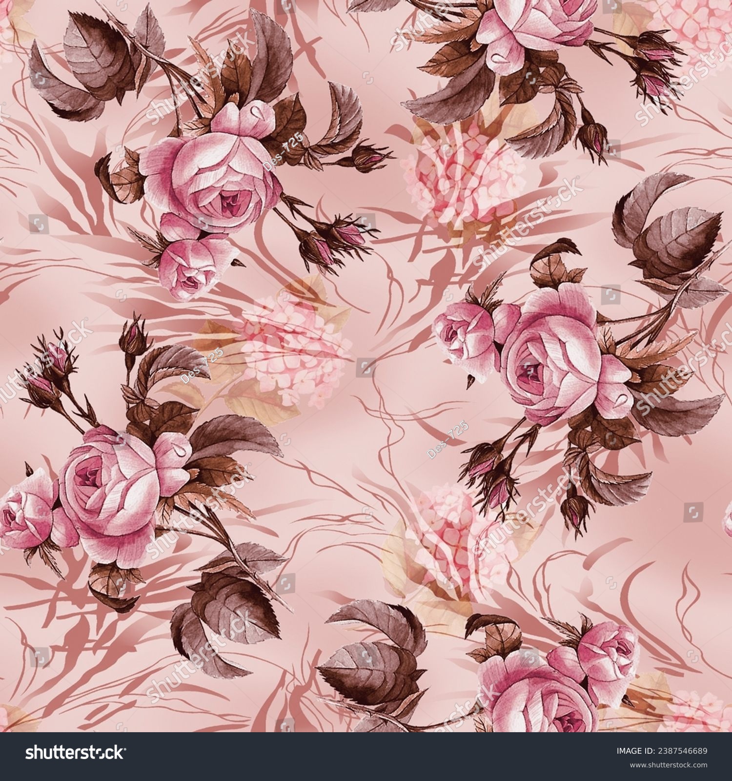 Watercolor Floral Seamless Pattern With Flower Negatives Print Allover ...