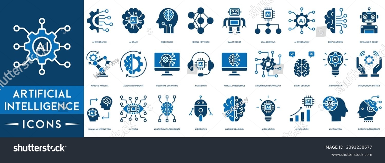 Artificial Intelligence line icons set. AI icons includes machine ...